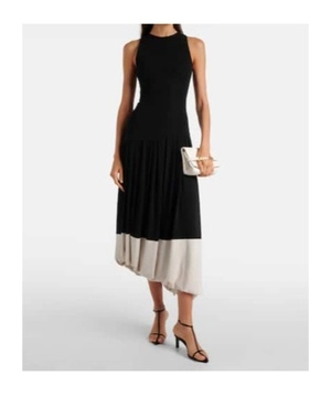 Victoria Beckham Colorblocked Jersey Midi Dress