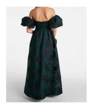Rebecca Vallance Off-shoulder Puff Sleeve Gown With Gold And Silver Thread Detail