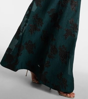 Rebecca Vallance Off-shoulder Puff Sleeve Gown With Gold And Silver Thread Detail