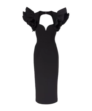 Rebecca Vallance Ella Puff-sleeve Midi Dress - Black