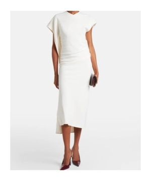 Victoria Beckham Draped Crêpe Satin Midi Dress - White