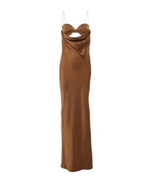 Alex Perry Cutout Draped Satin Crêpe Gown - Brown