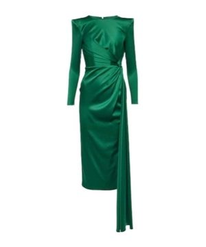 Alex Perry Draped Satin Crepe Midi Dress - Green