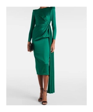 Alex Perry Draped Satin Crepe Midi Dress