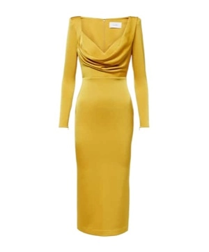 Alex Perry Flowing Midi Dress - Yellow