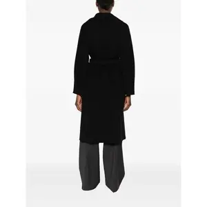 Max Mara Long Sleeved Belted Coat - Black
