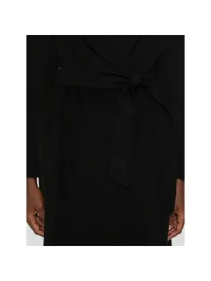 Max Mara Long Sleeved Belted Coat - Black