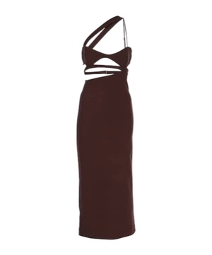 NENSI DOJAKA Asymmetric Midi Dress - Black
