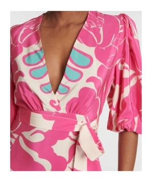 ADRIANA DEGREAS Puff Sleeve Silk Maxi Dress