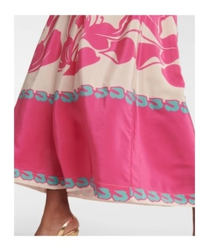ADRIANA DEGREAS Puff Sleeve Silk Maxi Dress