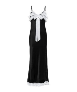 RODARTE Lace-trimmed Silk Maxi Dress - Black