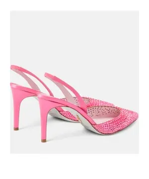 Rene Caovilla Embellished Satin Slingback Sandals
