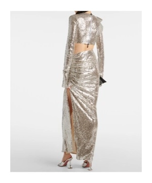 Maticevski Luna Draped Sequin Maxi Skirt