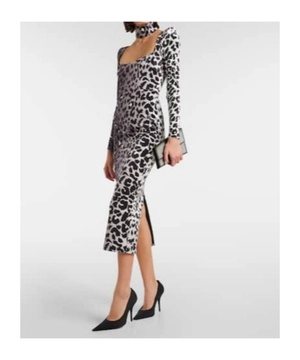 Alex Perry Leopard-print Velvet Midi Dress
