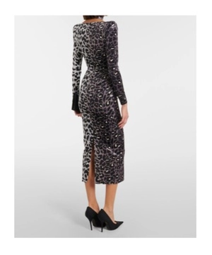 Alex Perry Leopard-print Velvet Midi Dress