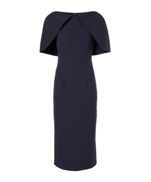 SAFIYAA LONDON Asymmetrical Neckline Draped Midi Dress