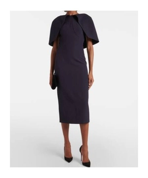 SAFIYAA LONDON Asymmetrical Neckline Draped Midi Dress