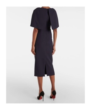 SAFIYAA LONDON Asymmetrical Neckline Draped Midi Dress