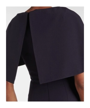 SAFIYAA LONDON Asymmetrical Neckline Draped Midi Dress