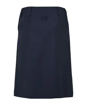 Miu Miu Logo Embroidered Midi Skirt