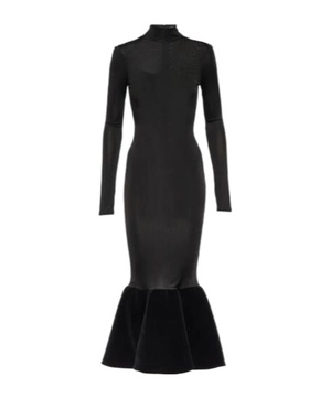 David Koma Flounced Jersey Midi Dress - Black