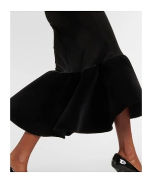 David Koma High Neck Flounced Jersey Midi Dress