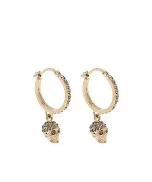 Alexander McQueen Skull Embellished Hoop Earrings - Yellow