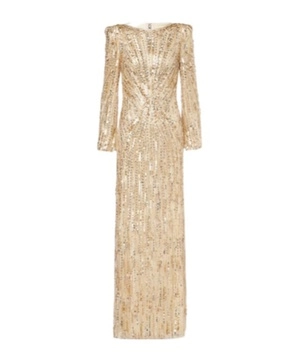Jenny Packham Sequined Gown - Nude