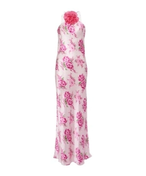 RODARTE Floral-appliqué Silk Maxi Dress - Pink