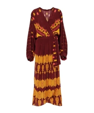 Johanna Ortiz Printed Silk Wrap Dress - Brown