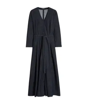 Max Mara Long Sleeve V-neck Belted Dress