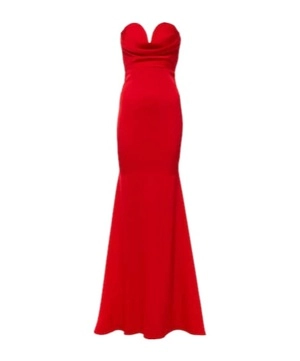 Alex Perry Gathered Strapless Satin Gown - Red