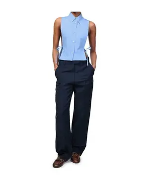 Miu Miu Logo Sleeveless Shirt - Blue