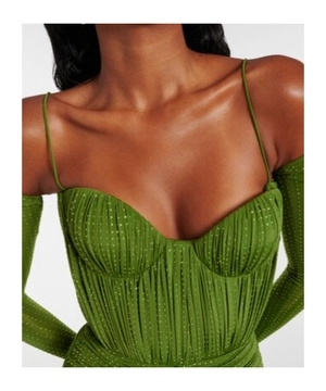 Alex Perry Embellished Ruched Jersey Minidress With Detachable Sleeves