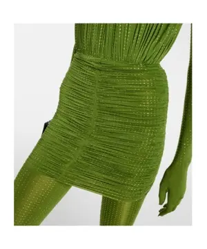 Alex Perry Embellished Ruched Jersey Minidress With Detachable Sleeves