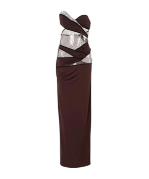 NENSI DOJAKA Sequined Draped Gown - Red