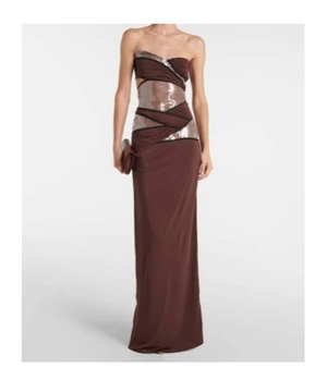 NENSI DOJAKA Sequined Draped Gown