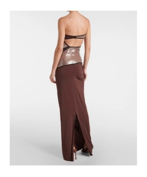 NENSI DOJAKA Sequined Draped Gown