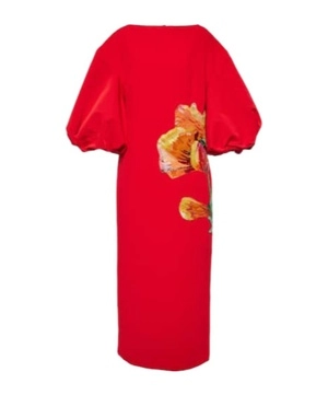 SAFIYAA LONDON Amira Embroidered Floral Midi Dress - Red