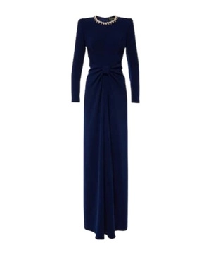 Jenny Packham Embellished Crepe Gown - Black