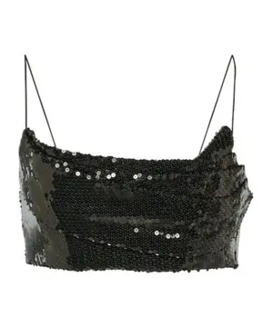 Alex Perry Sequined Crop Top - Black