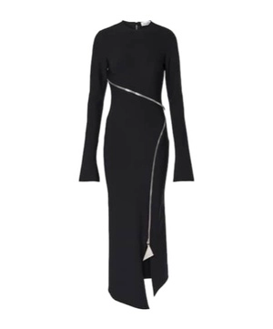 Attico Zip-up Jersey Midi Dress - Black