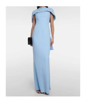 SAFIYAA LONDON Crystal-embellished Caped Gown