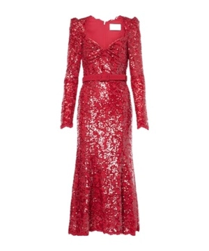 Rebecca Vallance Sequined Midi Dress - Red