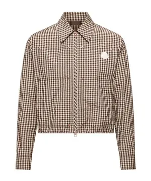 Moncler Plaid Zip-up Shirt - Nude