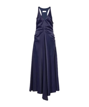 Victoria Beckham Gathered Satin Maxi Dress - Black