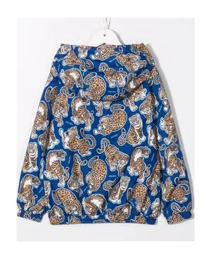Kenzo Teen Tiger-print Zip-up Hooded Windbreaker