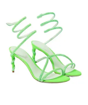 Rene Caovilla Margot Embellished Satin Sandals - Green