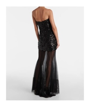 Rebecca Vallance Diana Sequined Mesh-trimmed Gown