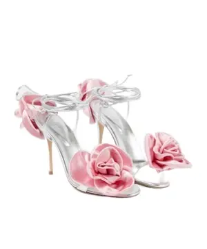 Magda Butrym Floral-appliqué Leather Sandals - White